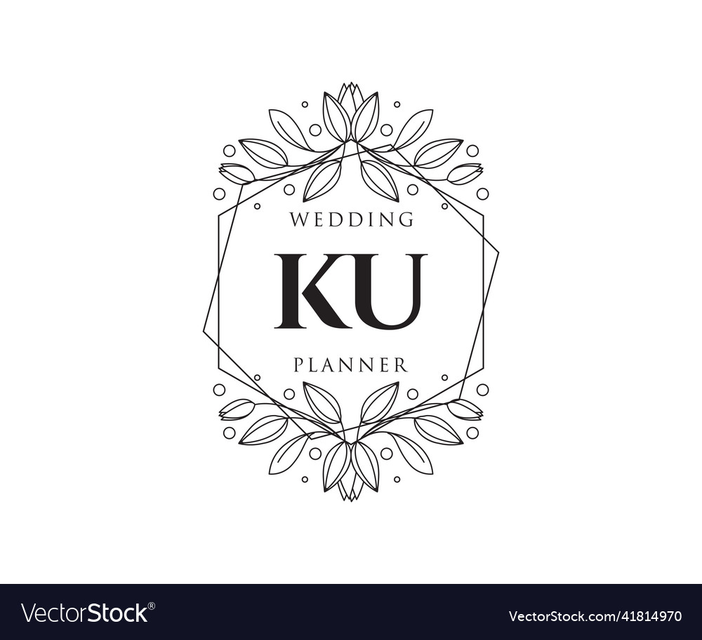 Ku initials letter wedding monogram logos Vector Image