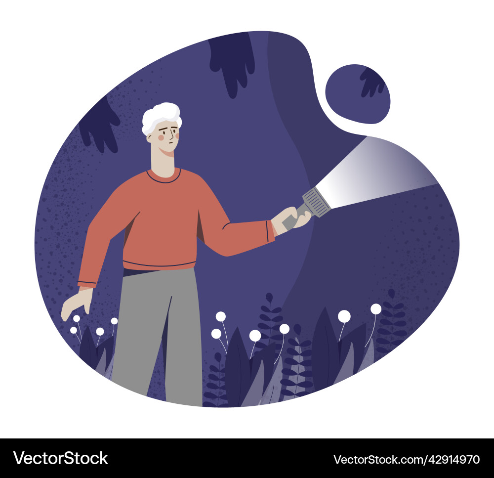 Man with flashlight Royalty Free Vector Image - VectorStock