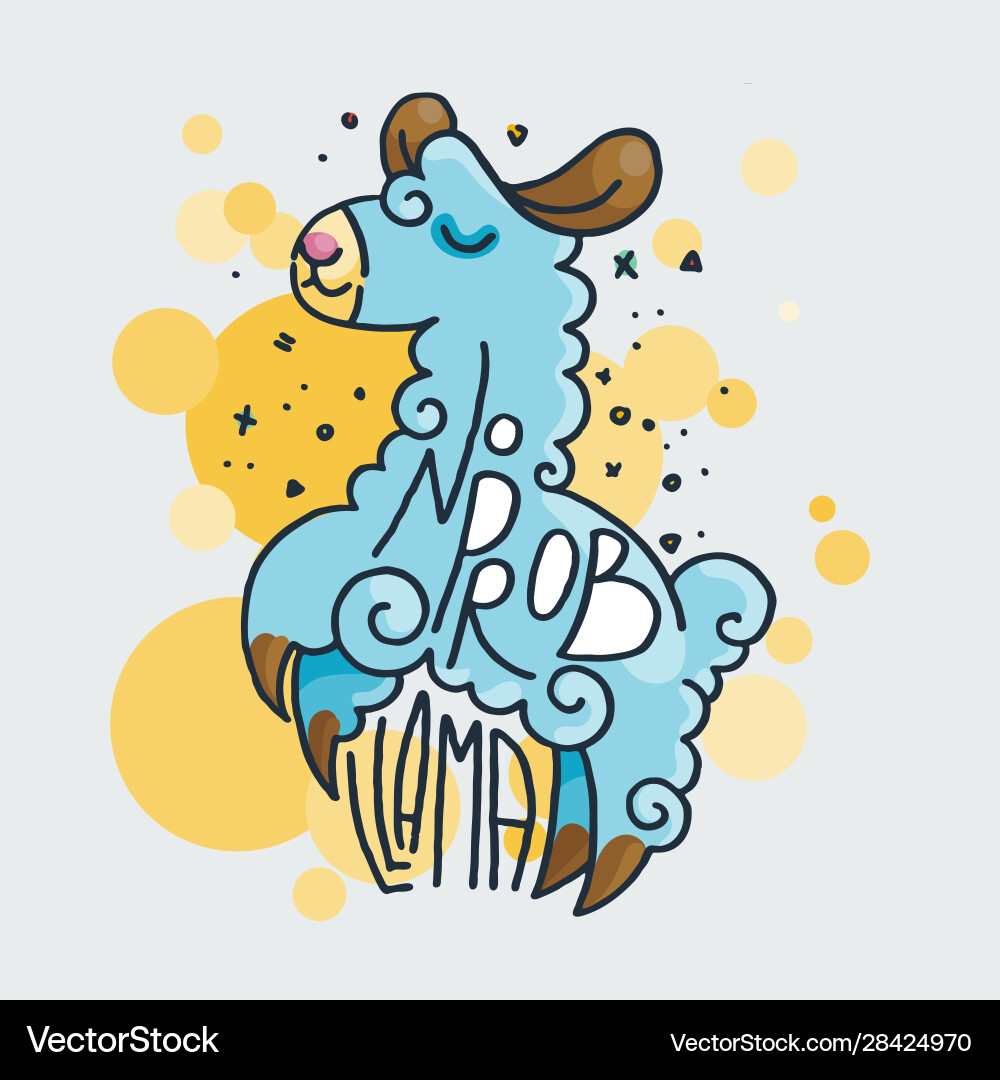 No prob llama cute furry card Royalty Free Vector Image