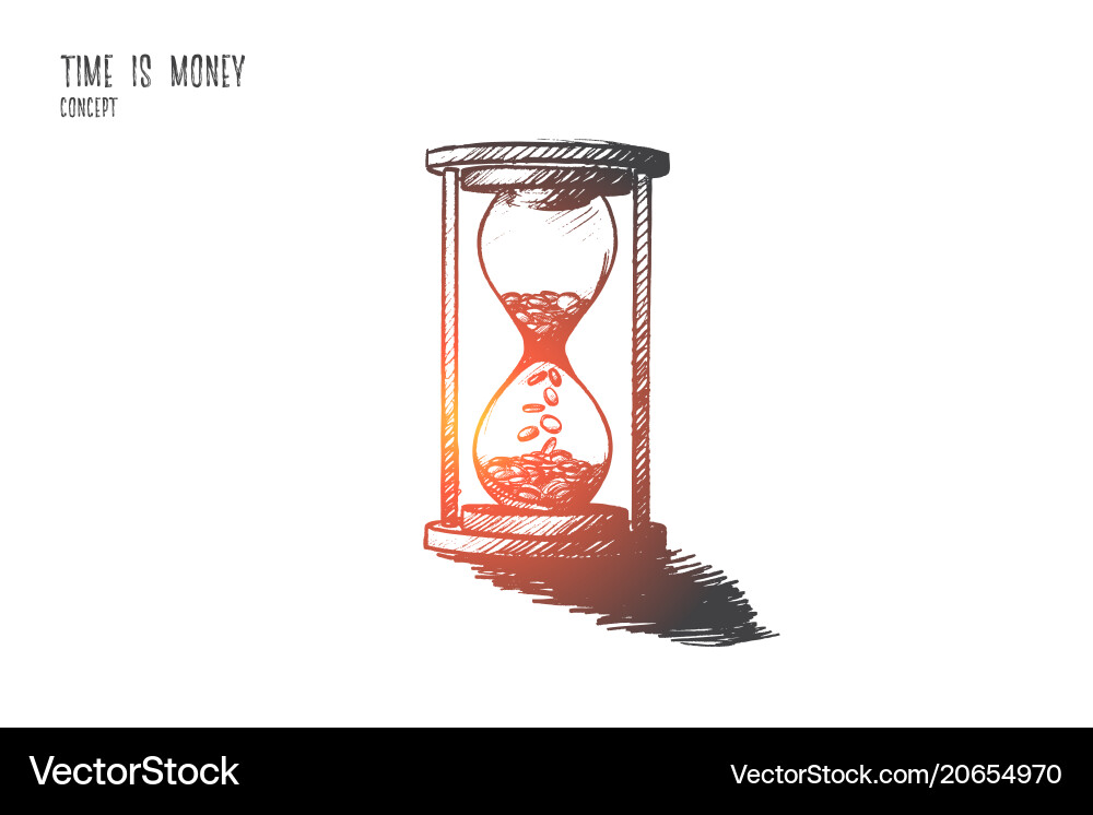 Time is money concept hand drawn isolated Vector Image