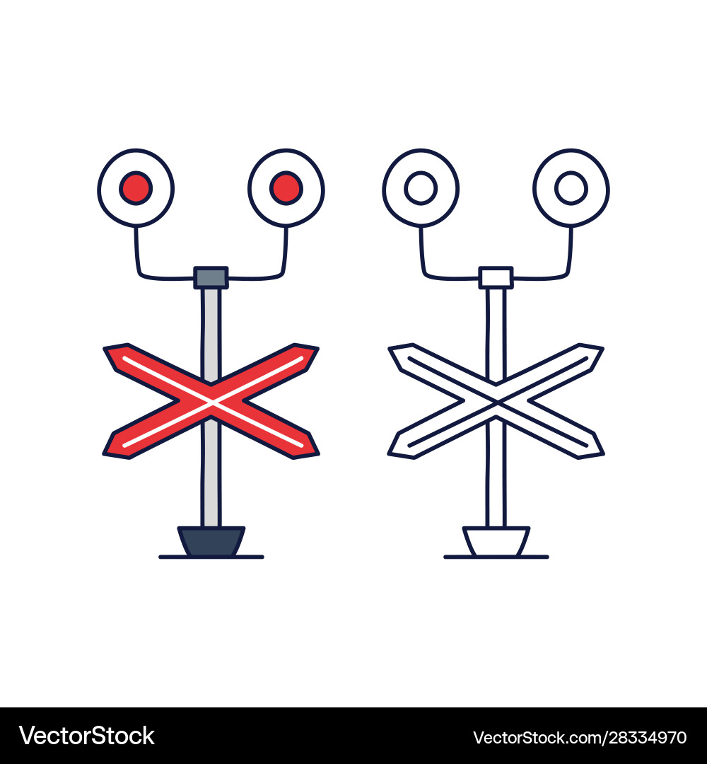 Train barrier light stock icon cartoon style Vector Image