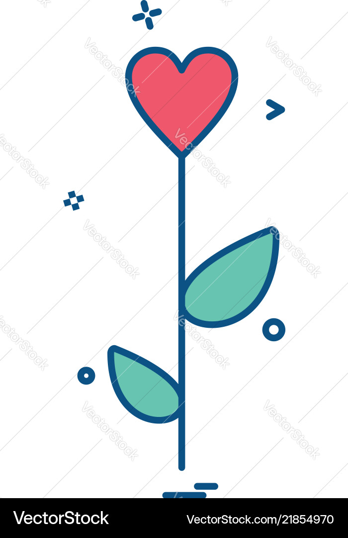 Valentines heart rose flower icon design Vector Image