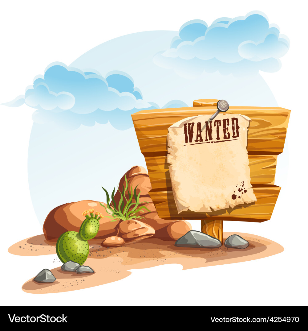 Wooden sign with leaf wanted Royalty Free Vector Image