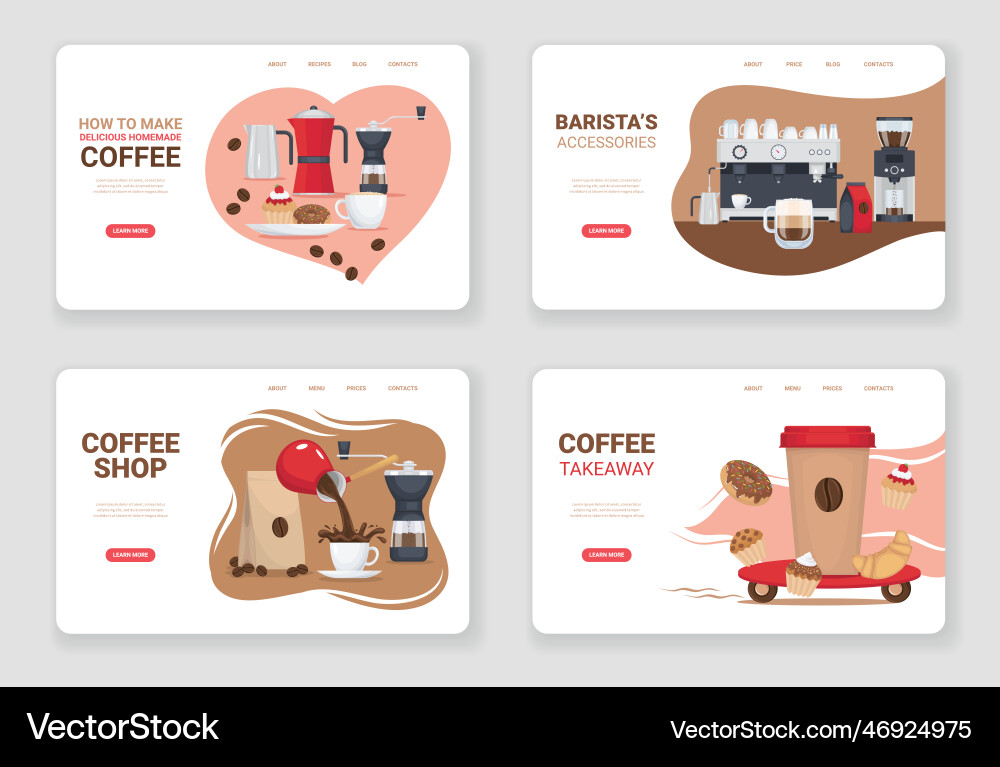Barista coffee flat set Royalty Free Vector Image