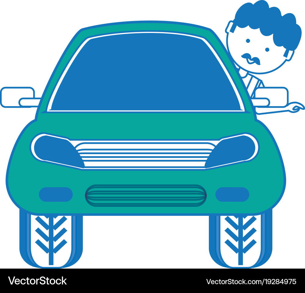 Cartoon man and car icon Royalty Free Vector Image