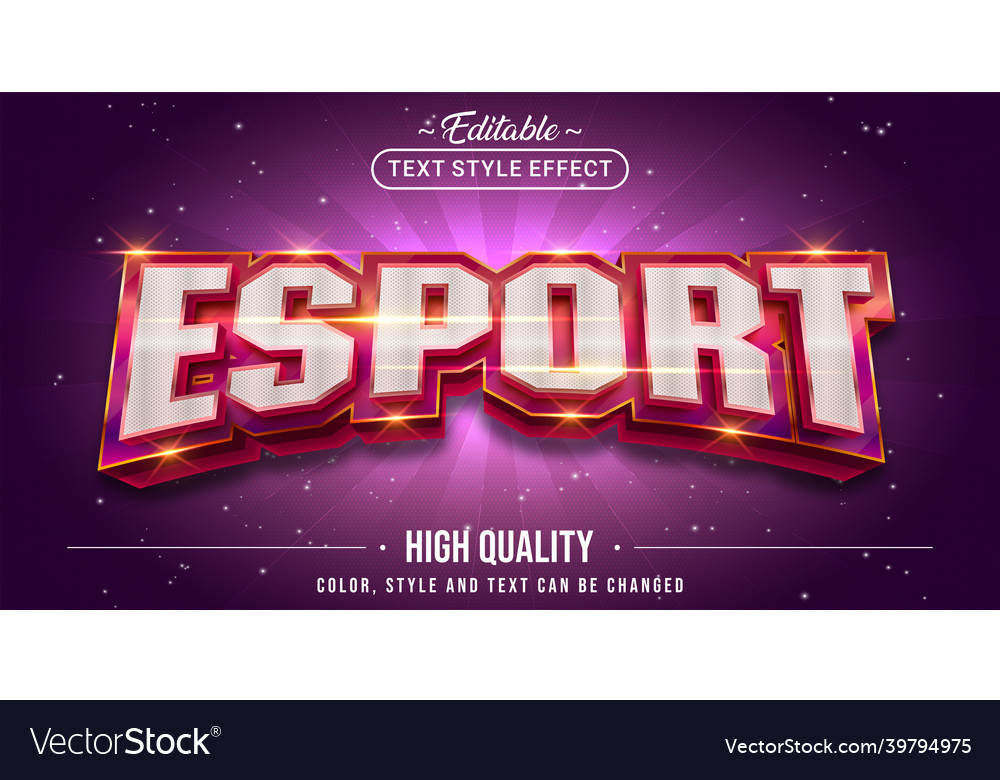 Editable text style effect - e-sport Royalty Free Vector
