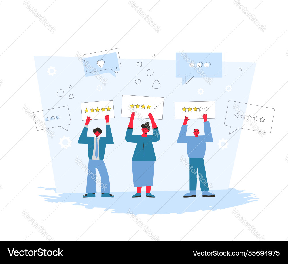 Feedback concept people with stars in their hands Vector Image