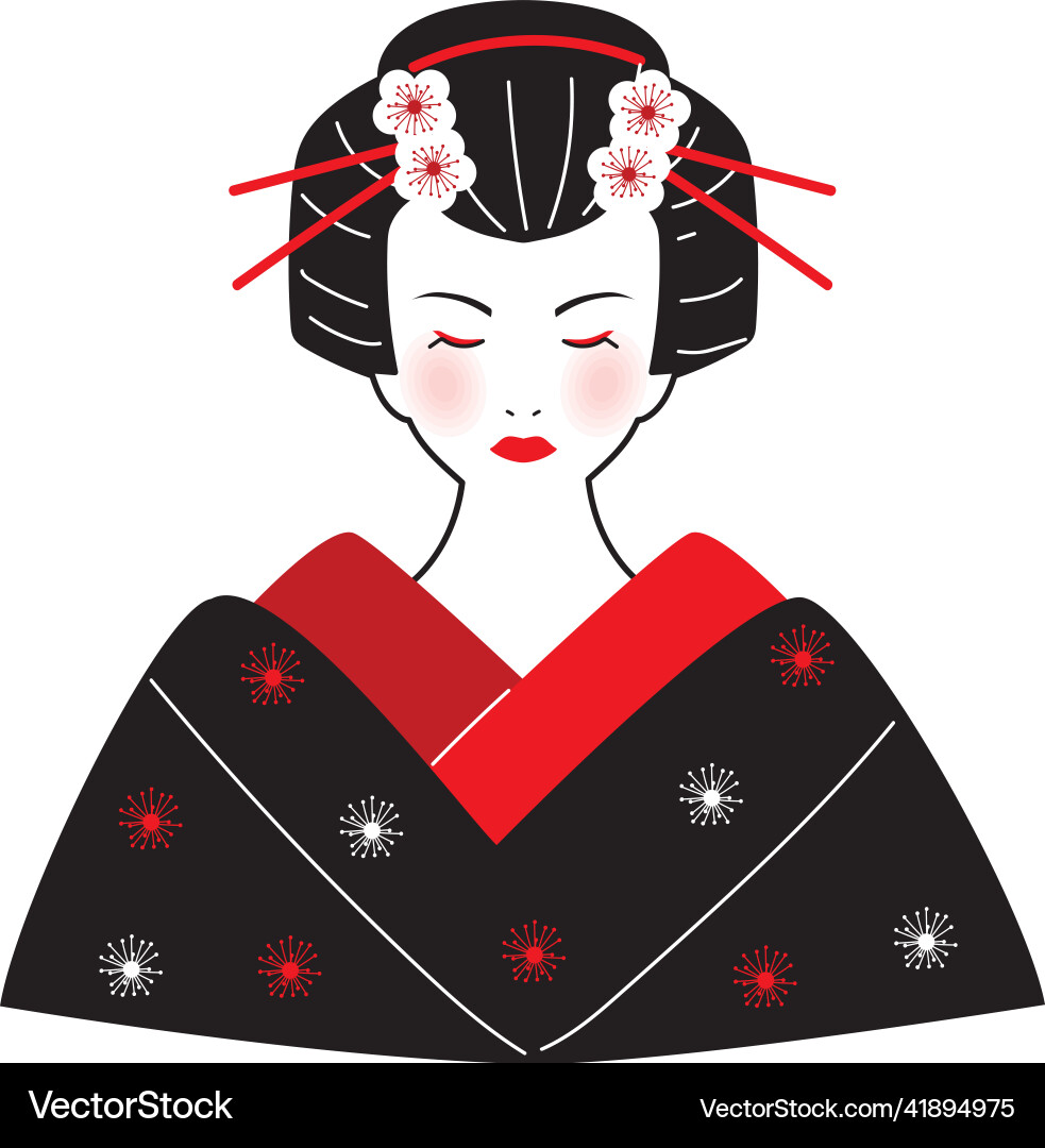 Geisha portrait icon Royalty Free Vector Image