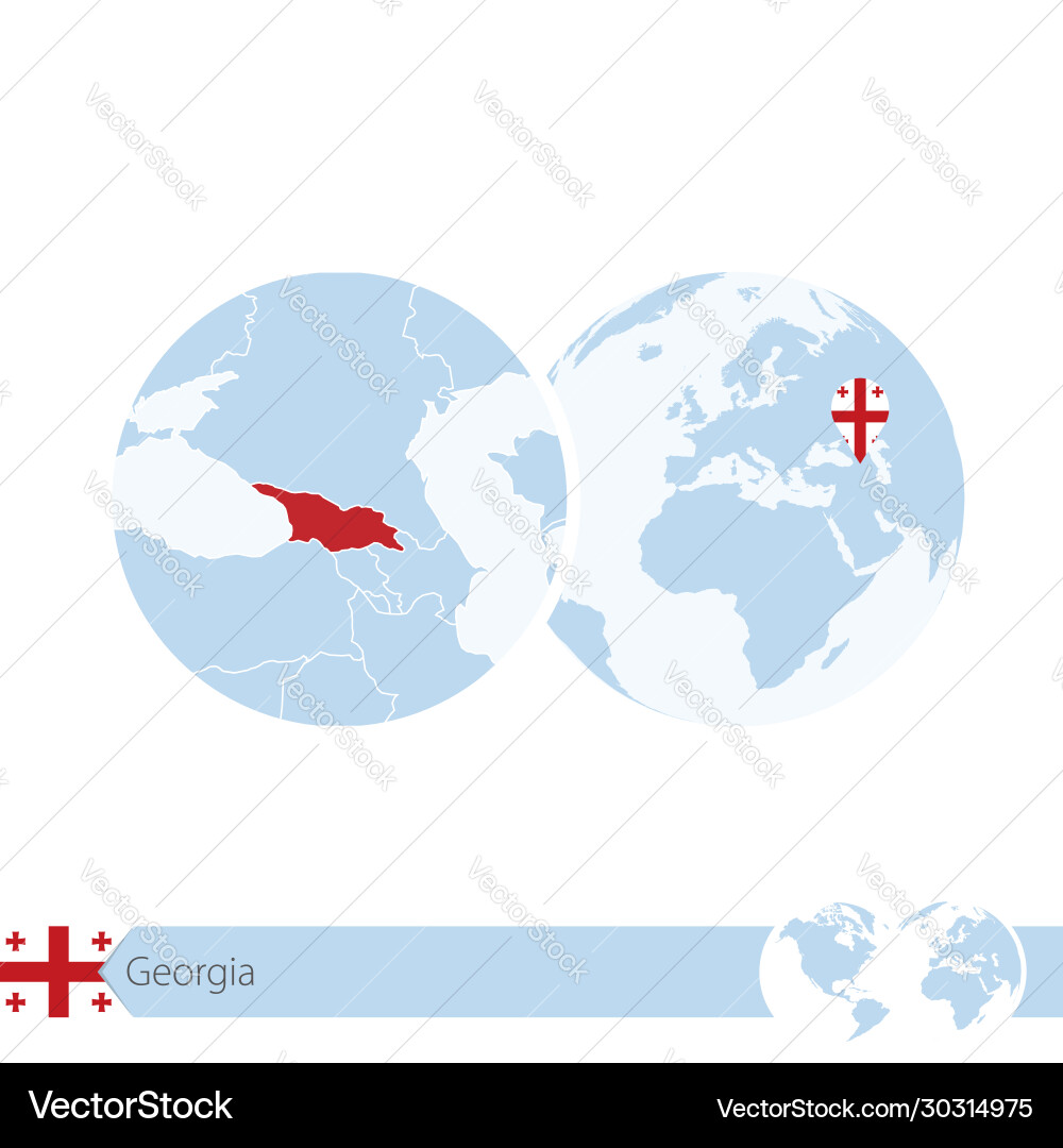 Georgia on world globe with flag and regional map Vector Image
