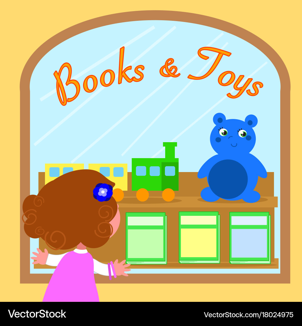Girl looking at shop window Royalty Free Vector Image