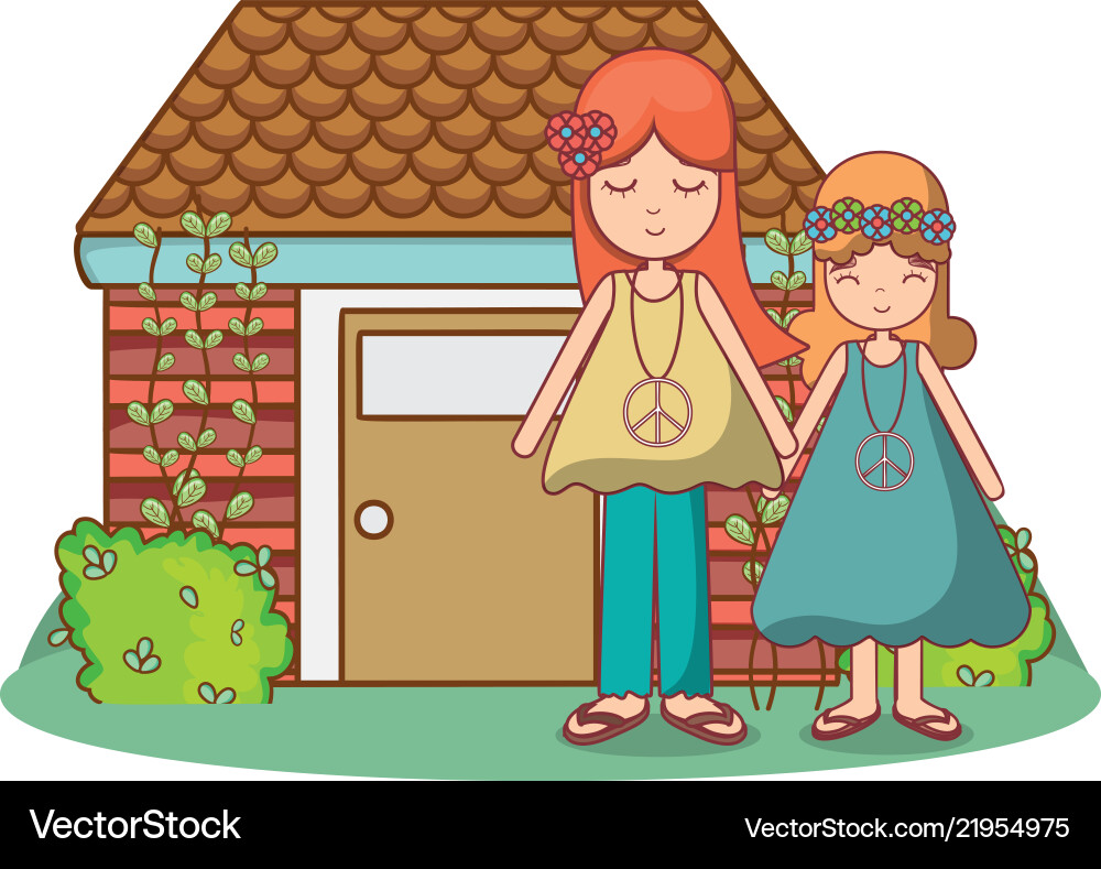 Hippie girl cartoon Royalty Free Vector Image - VectorStock