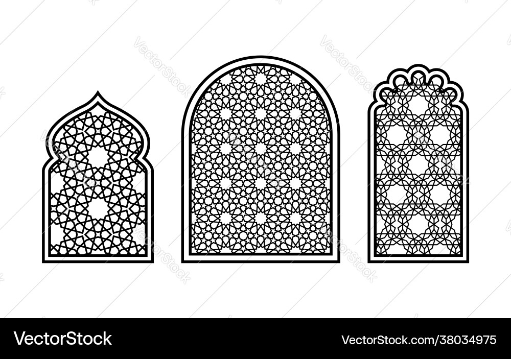 Oriental style windows with traditional islamic Vector Image