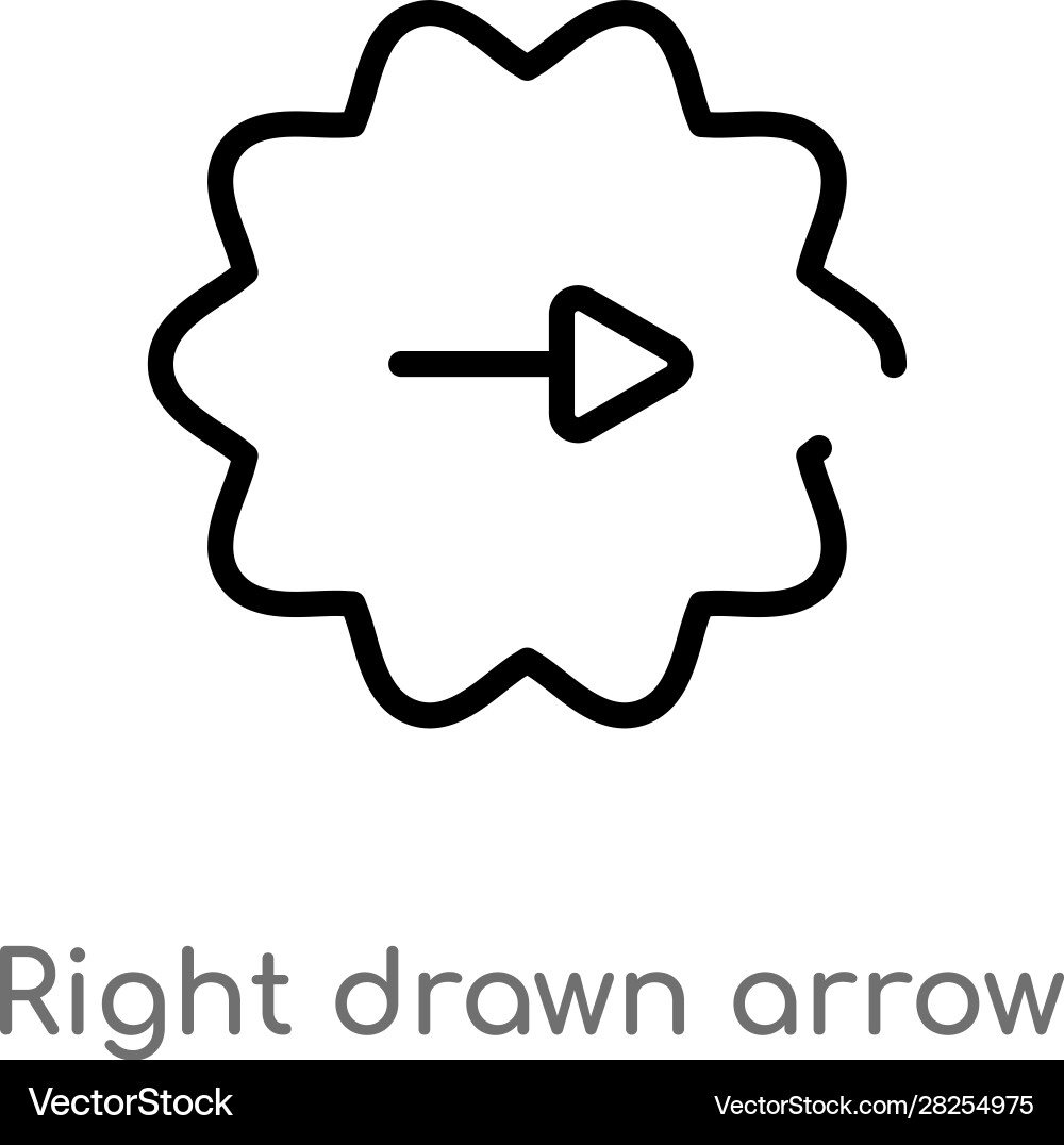 Outline right drawn arrow icon isolated black Vector Image