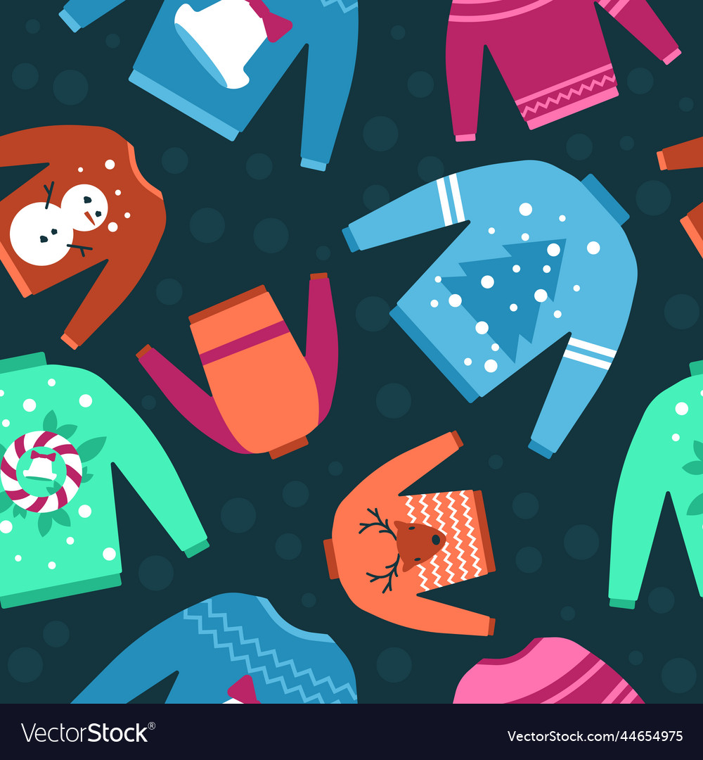 Seamless pattern ugly sweater winter cloth warm Vector Image