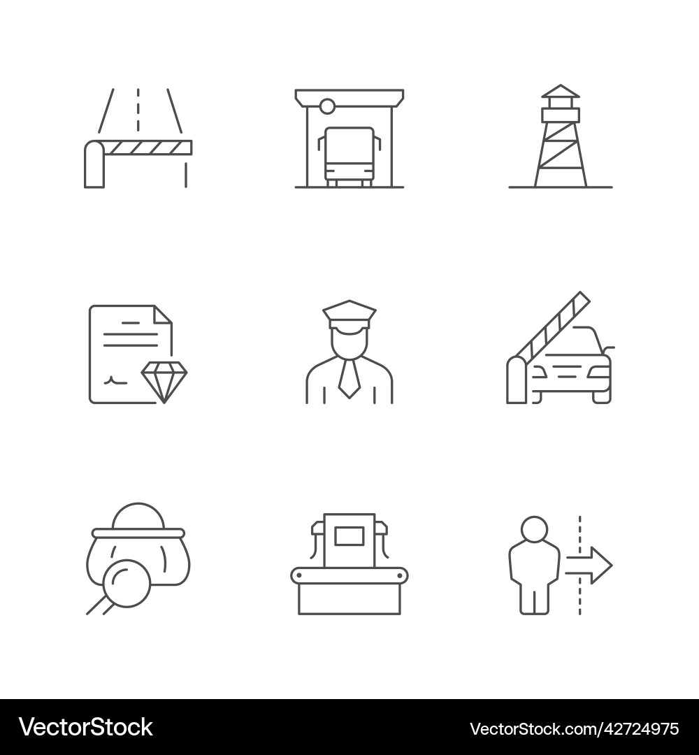 Set line icons of boundary Royalty Free Vector Image