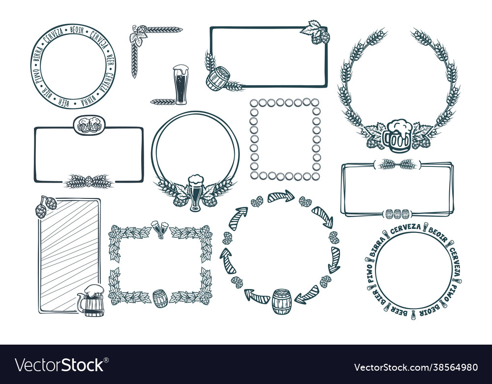 Beer borders bundle Royalty Free Vector Image - VectorStock