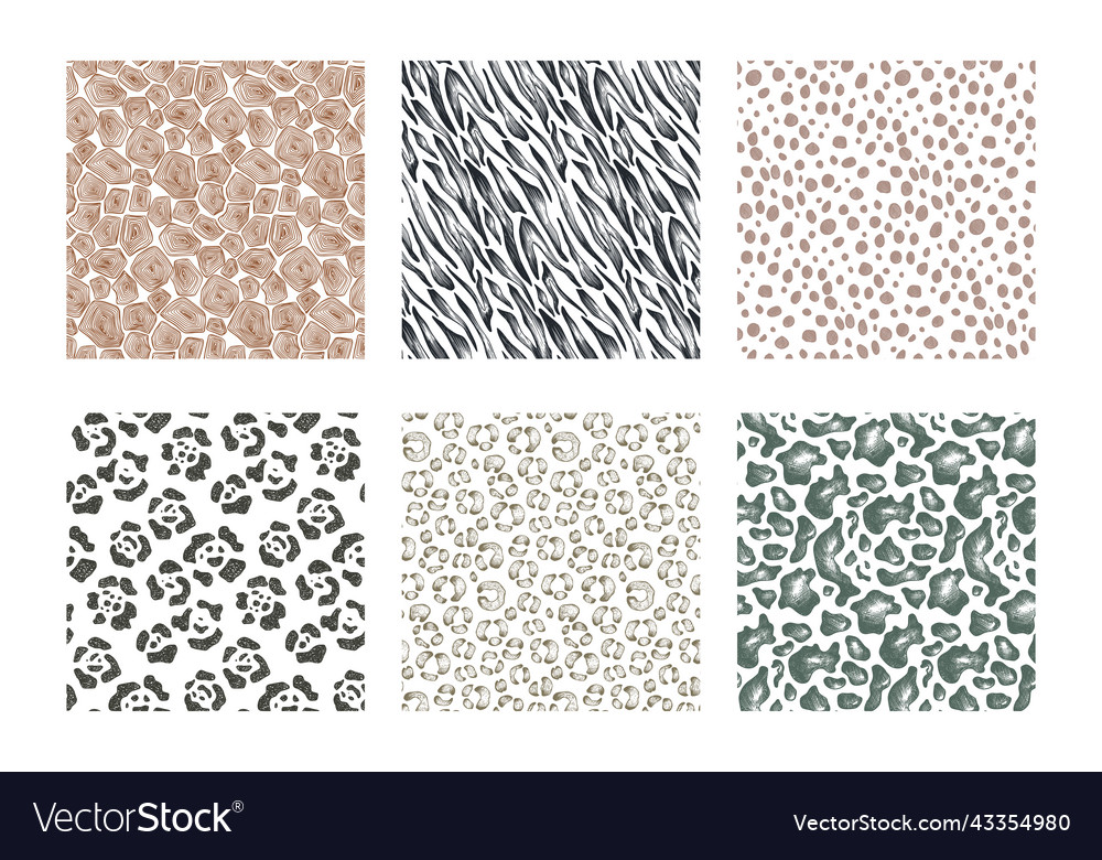 Collection of six seamless patterns Royalty Free Vector