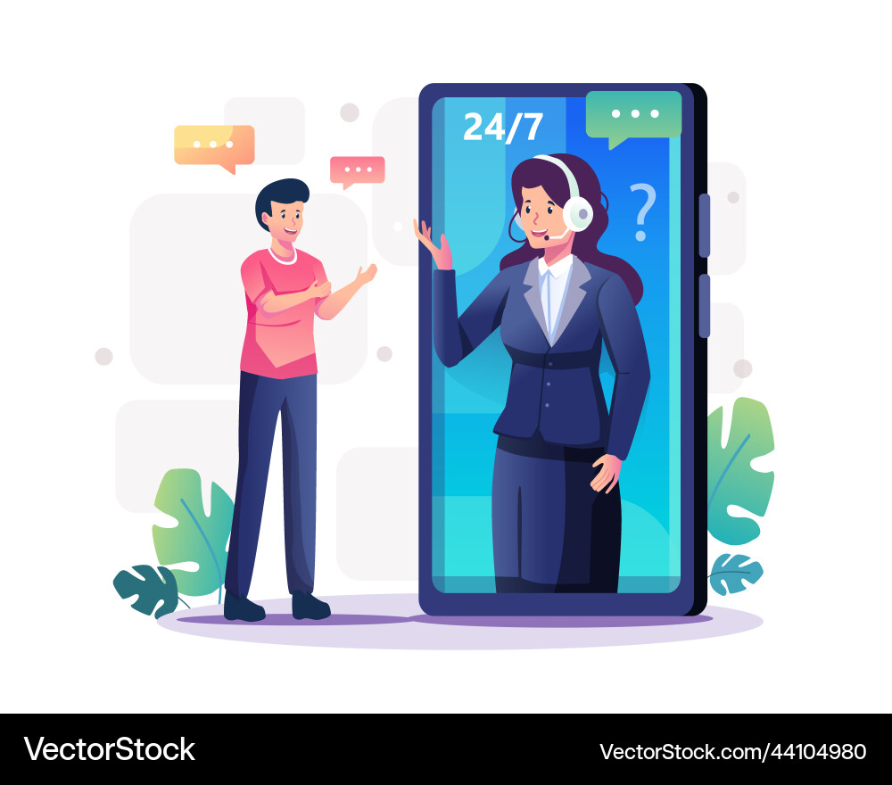 Customer service concept online helpline hotline Vector Image