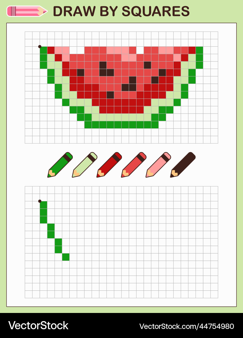 Draw watermelon by squares copy the picture Vector Image