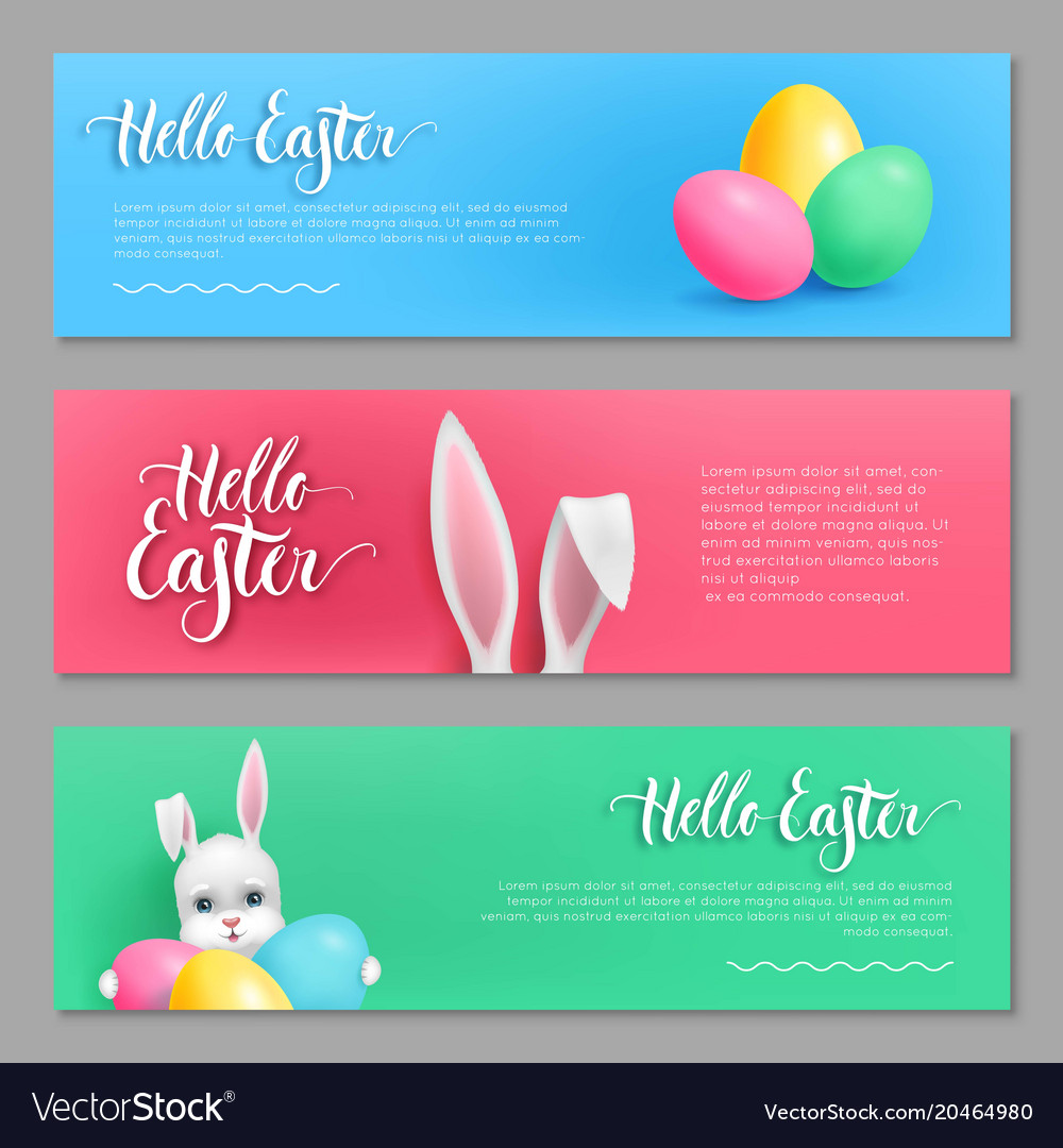 Hello easter cards bunny set Royalty Free Vector Image