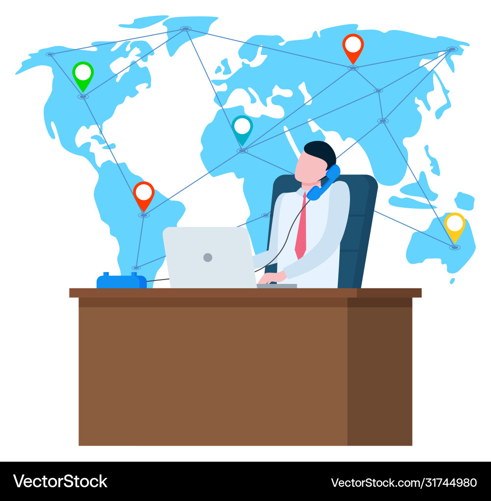 International businessman talking on phone Vector Image