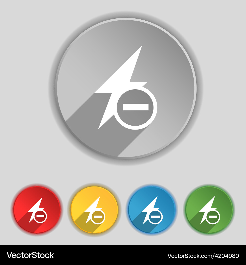 Photo flash icon sign symbol on five flat buttons Vector Image