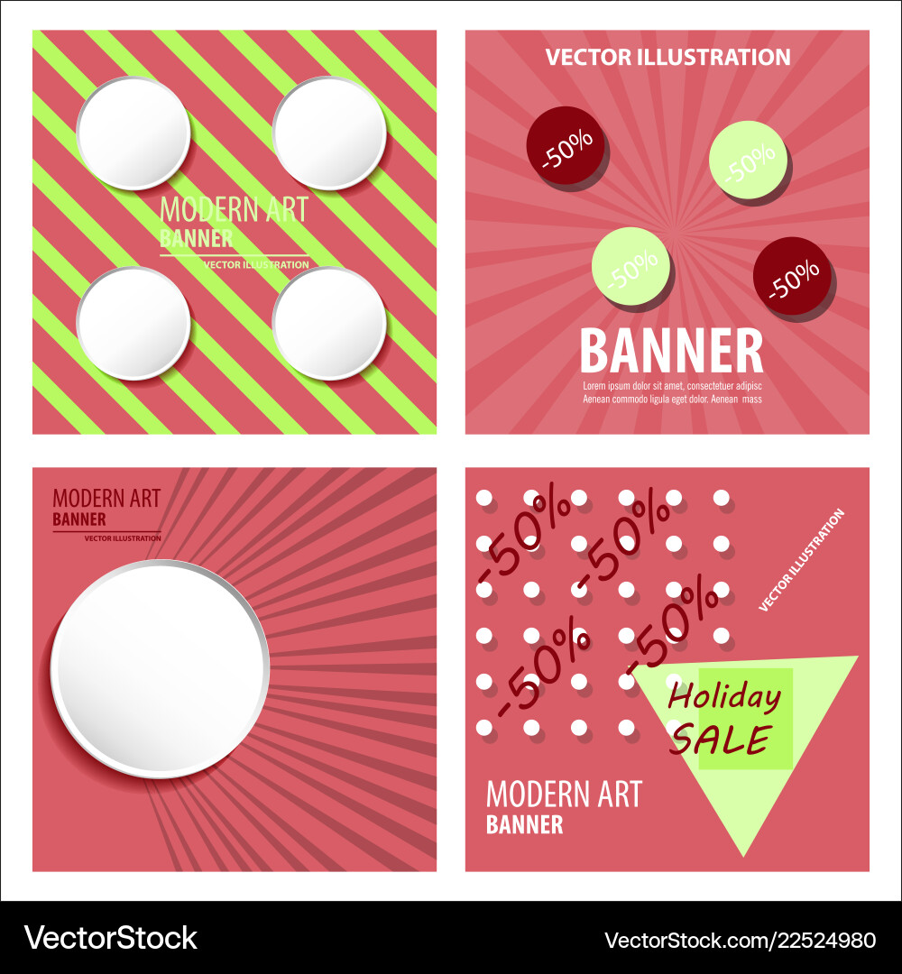 Set of modern art abstract banner square frame Vector Image