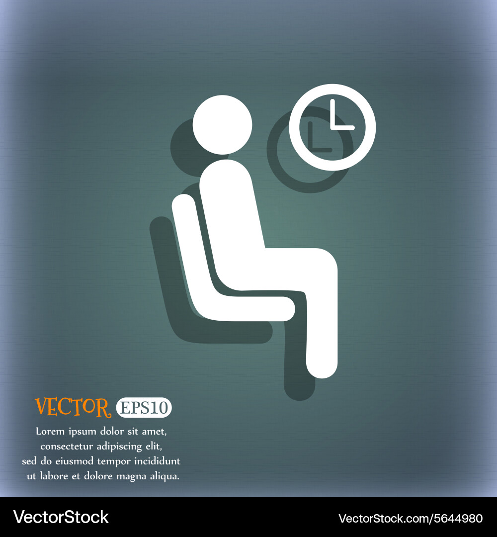 Waiting icon symbol on the blue-green abstract Vector Image