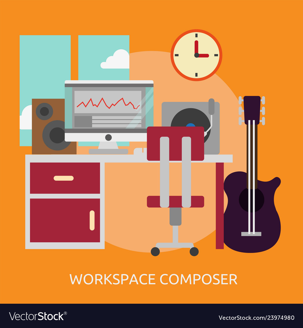 Workspace composer conceptual design Royalty Free Vector