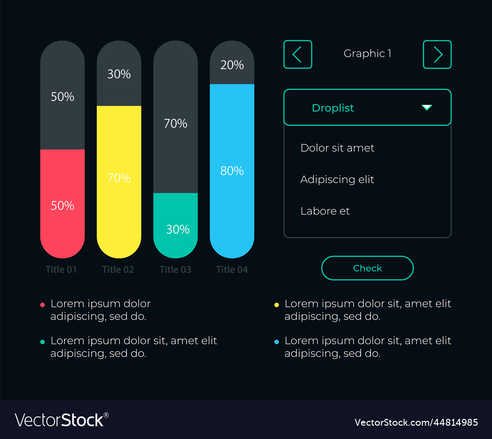 Bars and percentage ui element template Royalty Free Vector