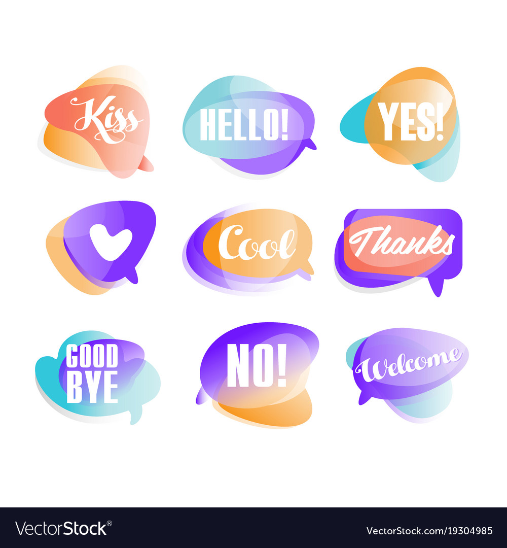 Colorful transparent speech bubbles with short Vector Image Colorful transparent speech bubbles with short Vector Image