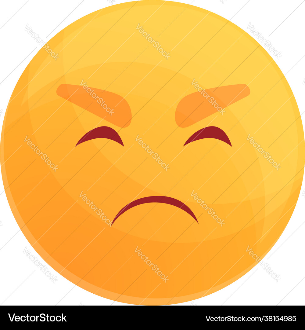 Dissatisfied smile icon cartoon style Royalty Free Vector