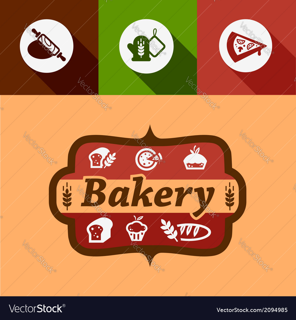 Flat bakery design elements Royalty Free Vector Image