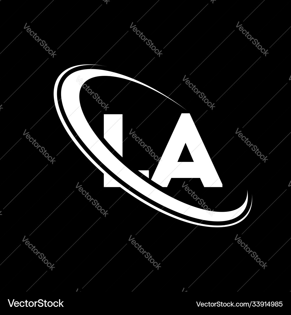 La logo l a design white letter lal Royalty Free Vector