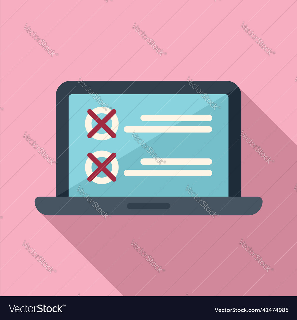 Laptop assignment icon flat document test Vector Image