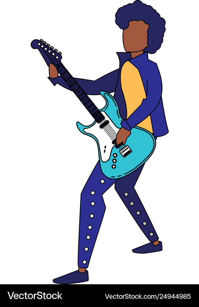 Rocker man playing guitar electric character Vector Image