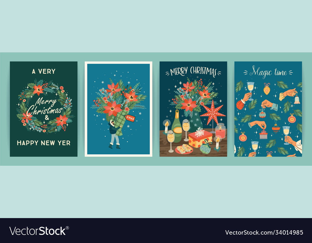 Set christmas and happy new year Royalty Free Vector Image