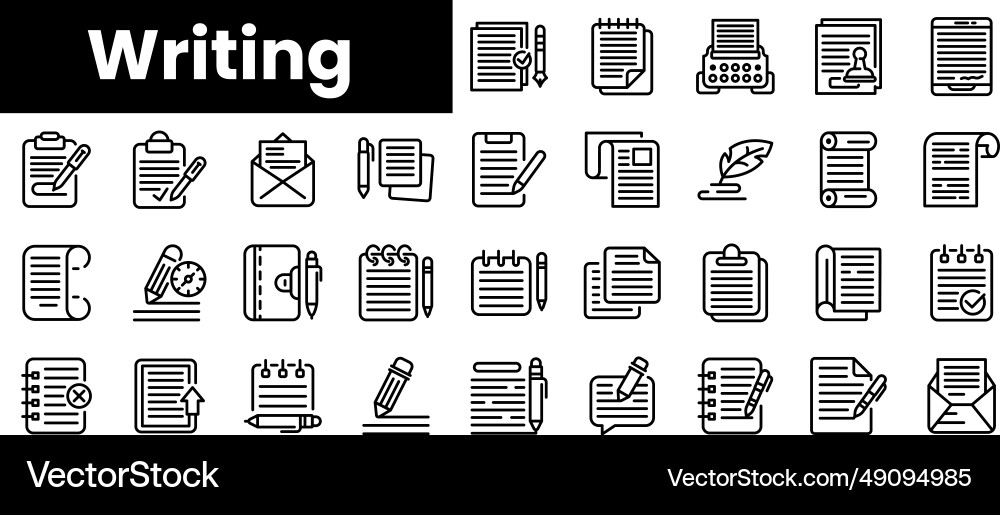Set of outline writing icons Royalty Free Vector Image