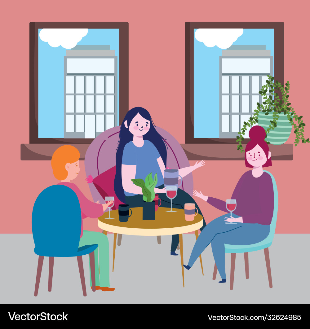 Social distancing restaurant or a cafe people Vector Image