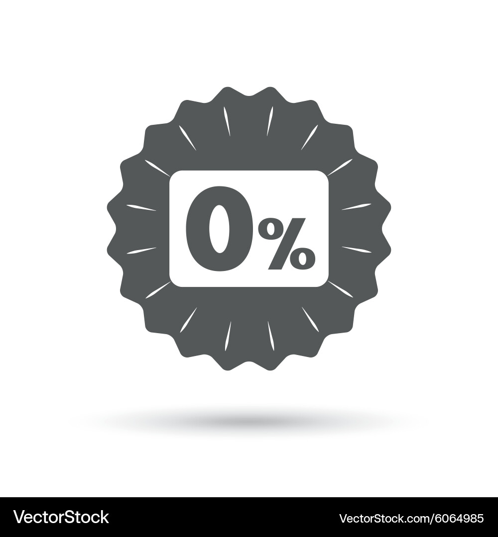 Zero percent sign icon credit symbol Royalty Free Vector