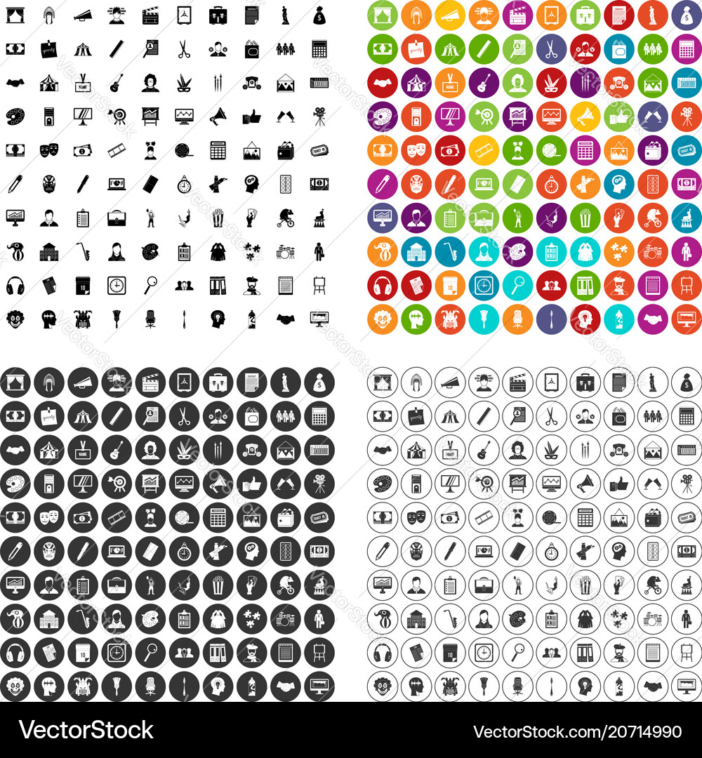 100 artistic guidance icons set variant Royalty Free Vector