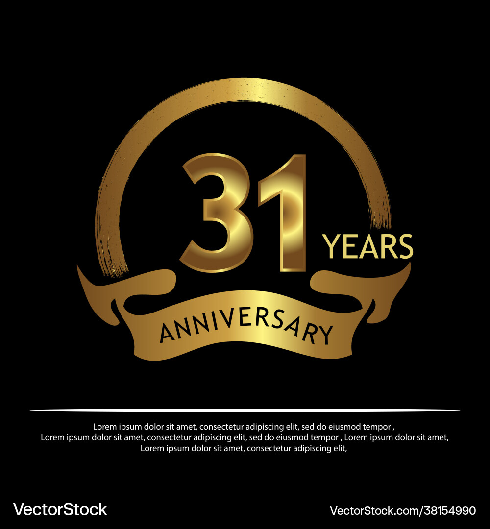 31 years anniversary golden template Royalty Free Vector