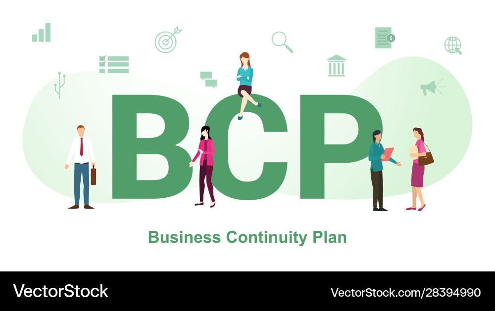 Bcp concept with big word or text and team people Vector Image