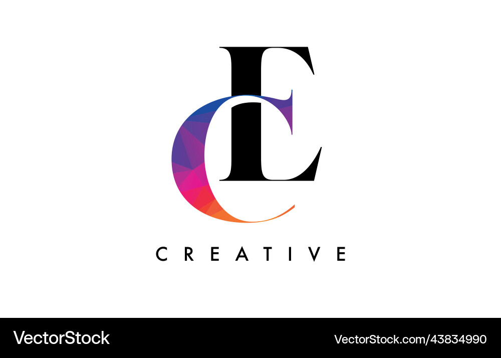Ce letter design with creative cut and colorful Vector Image