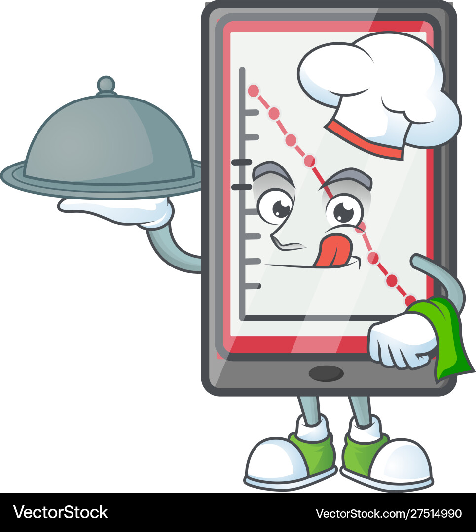 Chef with food down chart vertical tablet Vector Image