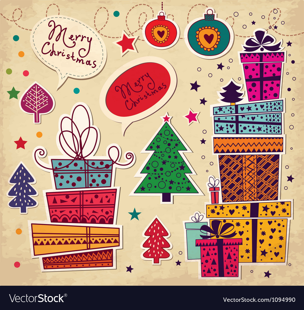 Christmas present stack Royalty Free Vector Image
