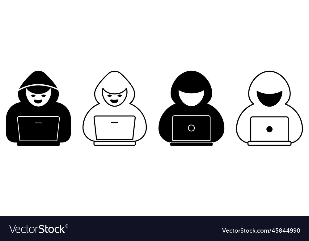 Computer hacker with laptop icon Royalty Free Vector Image