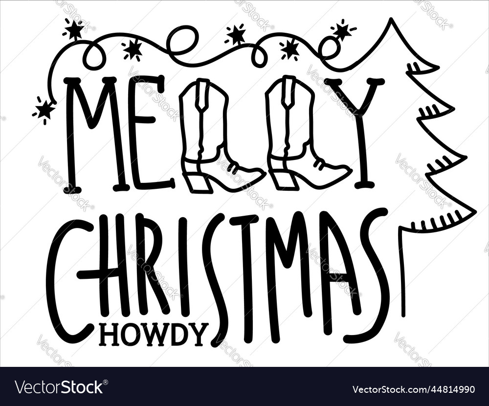 Cowboy christmas card merry Royalty Free Vector Image