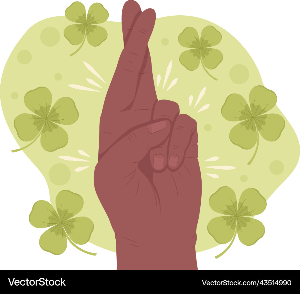 Crossed fingers for luck 2d isolated Royalty Free Vector
