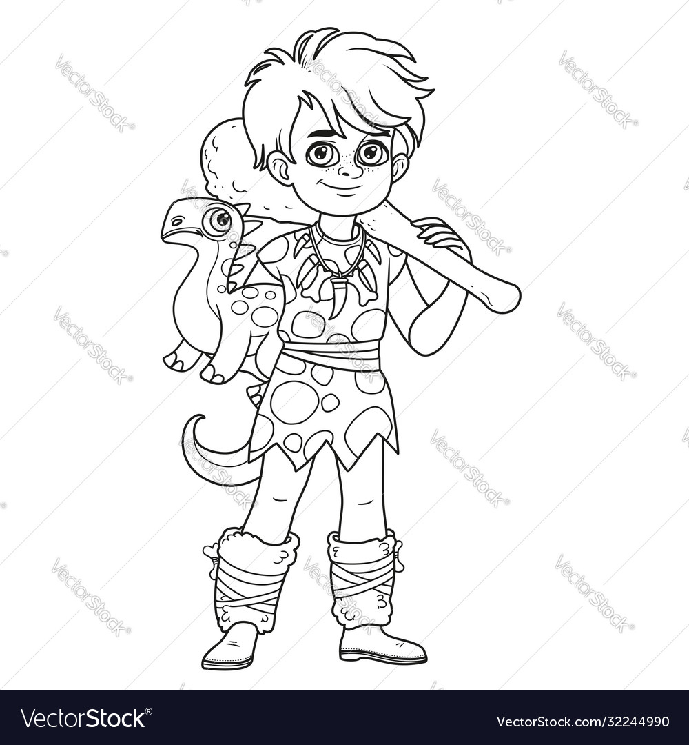 Cute boy in a suit prehistoric man dinosaur toy Vector Image